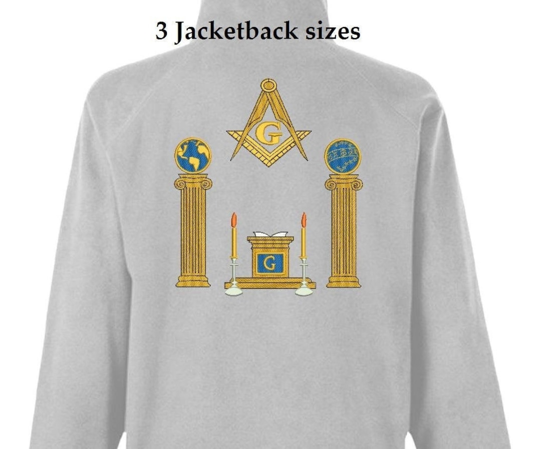 Masonic Compass Altar Pillars Jacketback Sizes Digitized Filled Machine ...