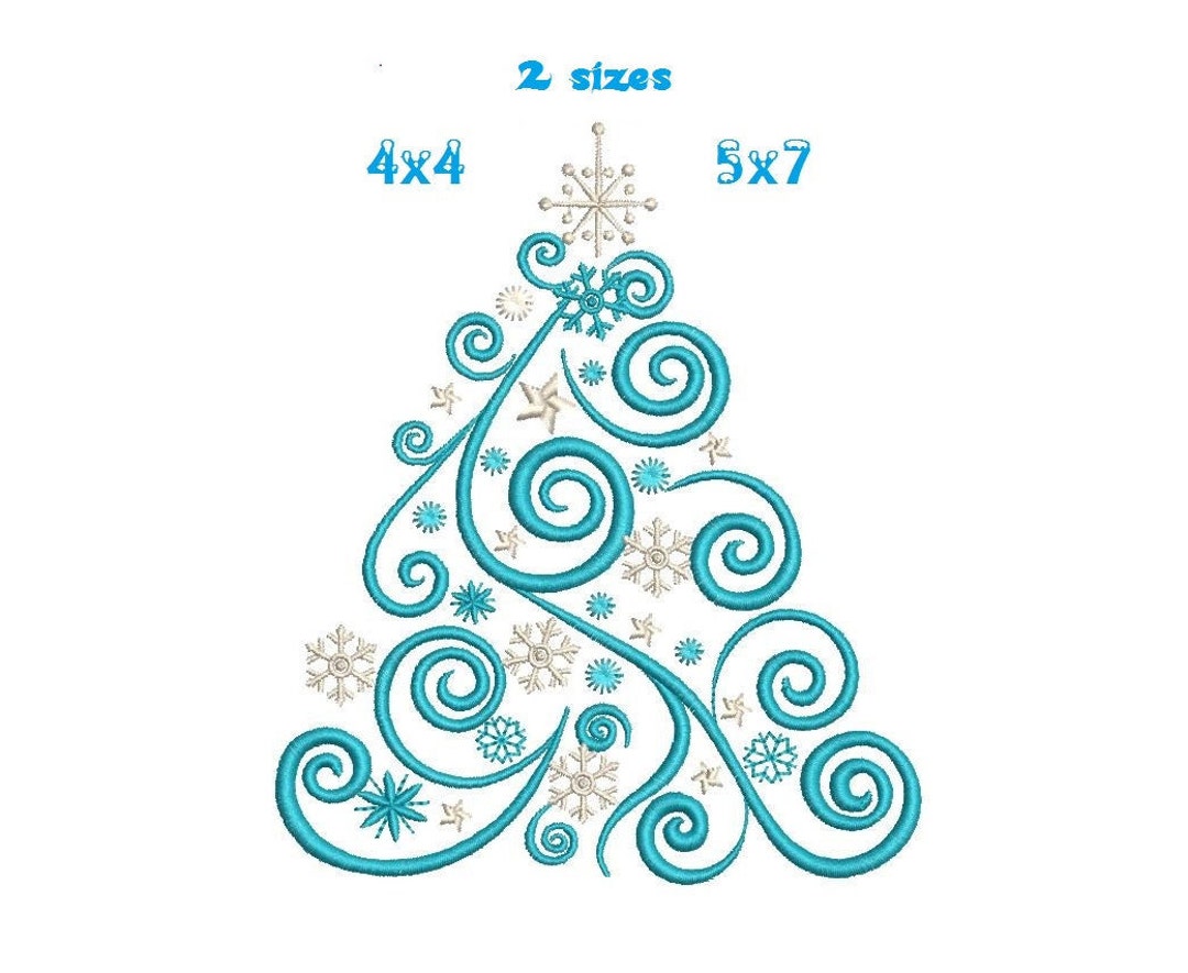 Christmas Tree 2sizes Filled Machine Embroidery Design Digital Download ...