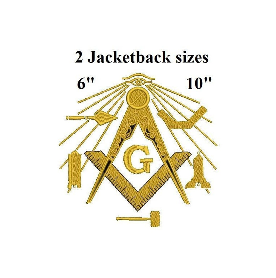 Masonic Compass and Symbols 2 Jacketback Sizes Digitized Filled Machine ...