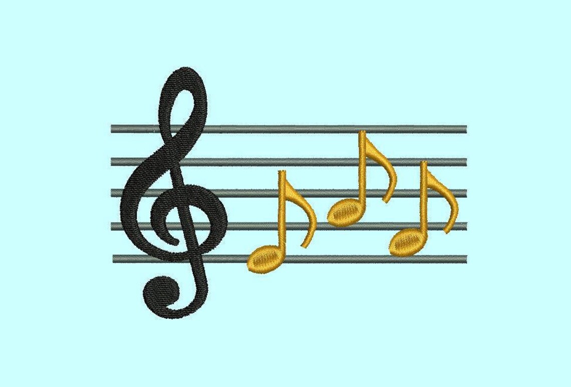 Music Notes 5 Sizes Digitized Filled Machine Embroidery Design Digital ...
