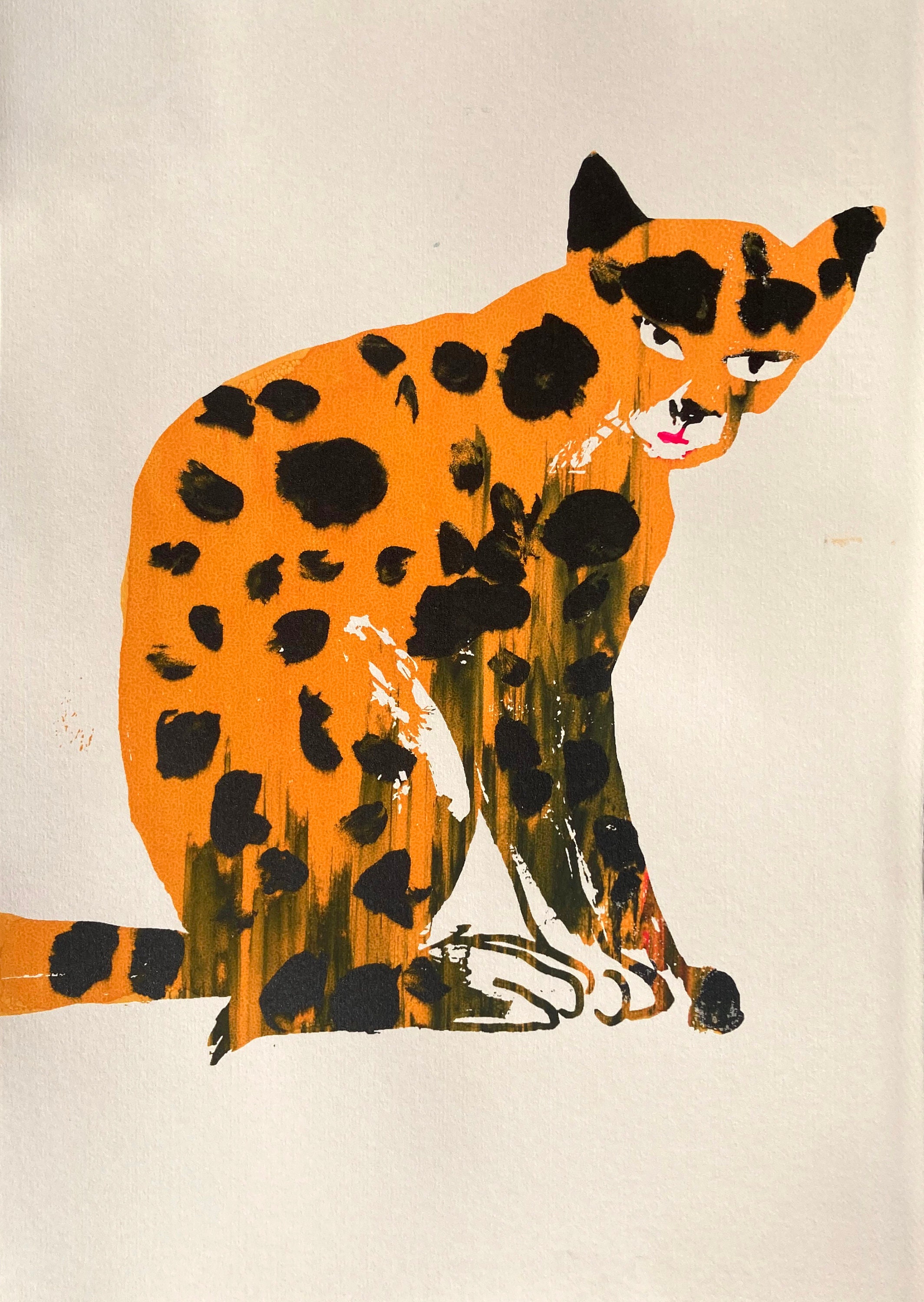 Cat, Original Screen-print, Mono Print, Signed, on 280gsm Fabriano ...