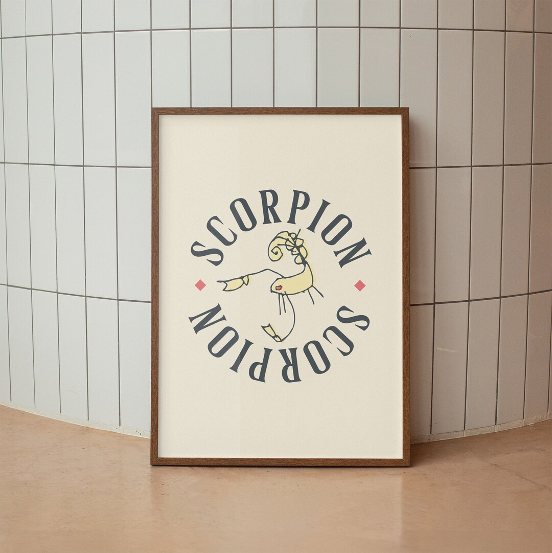 Scorpion Drawing Poster, Retro Poster, Digital Download, Retro Scorpion ...