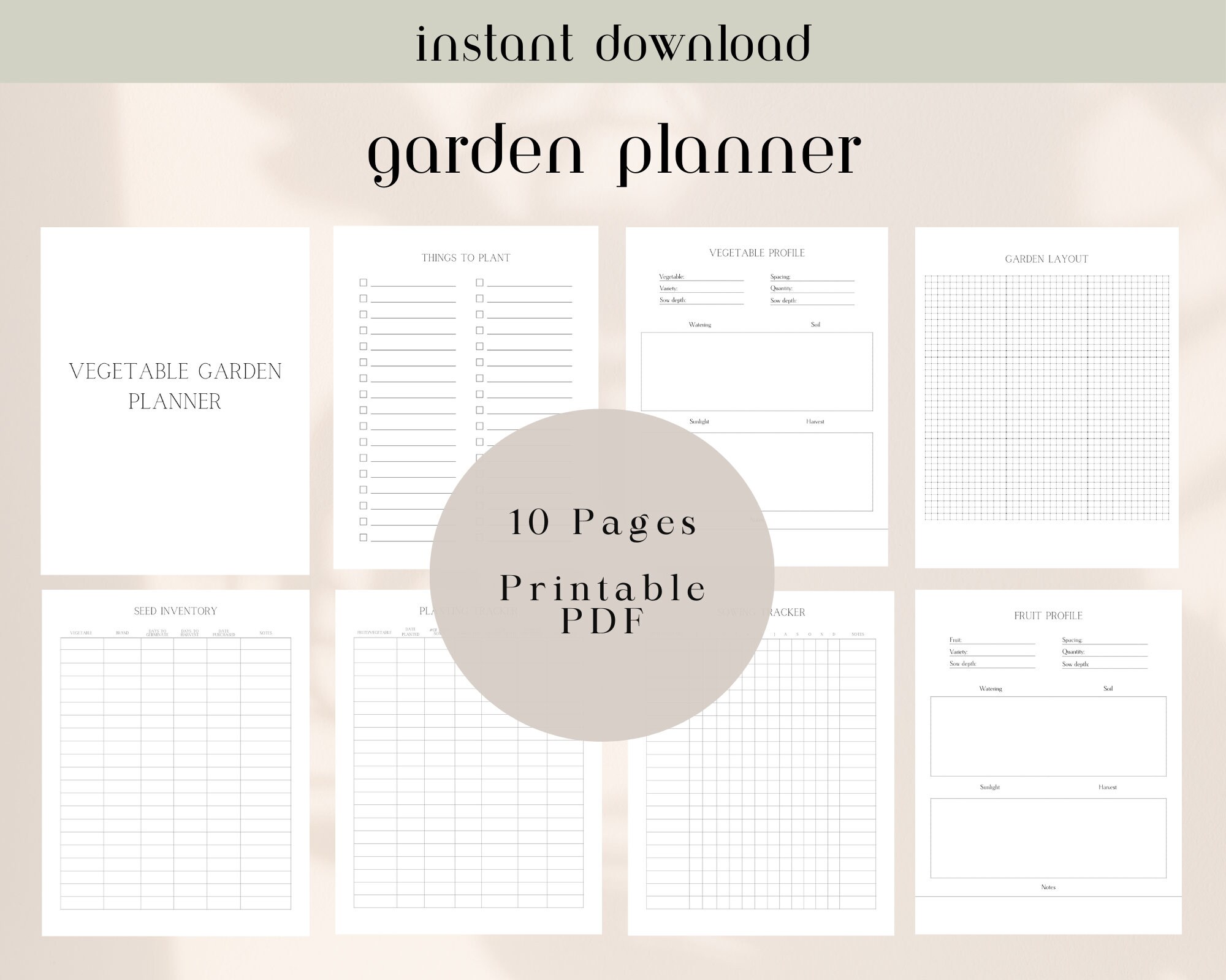Garden Planner Printable Vegetable Garden Planner Garden Tracker ...