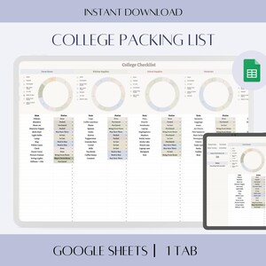 College Packing List: Customizable Google Sheets (digital Download) - Etsy