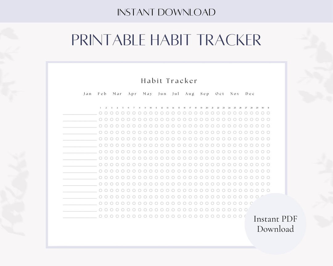 Printable Monthly Habit Tracker (PDF Download) - Etsy