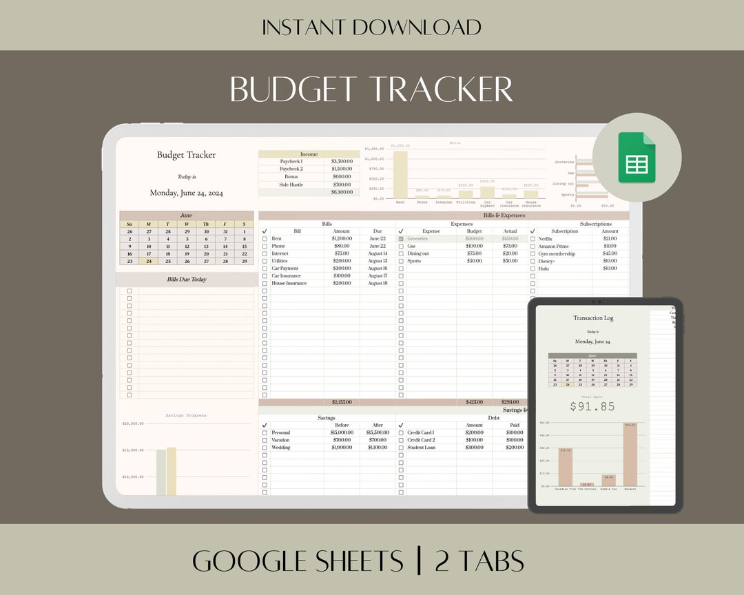 Google Sheets Budget Tracker: Monthly Expense & Debt Management ...