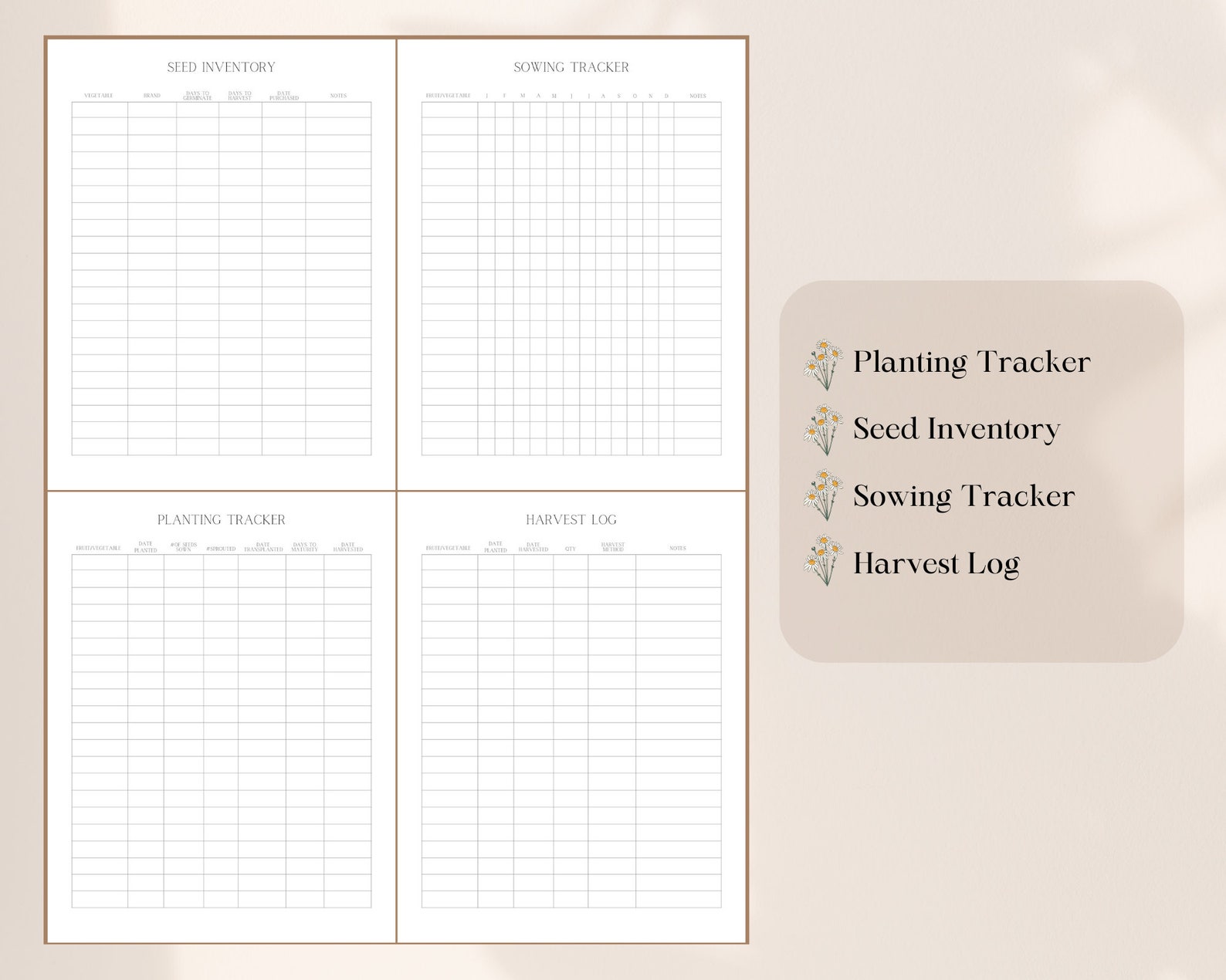 Garden Planner Printable Vegetable Garden Planner Garden Tracker ...
