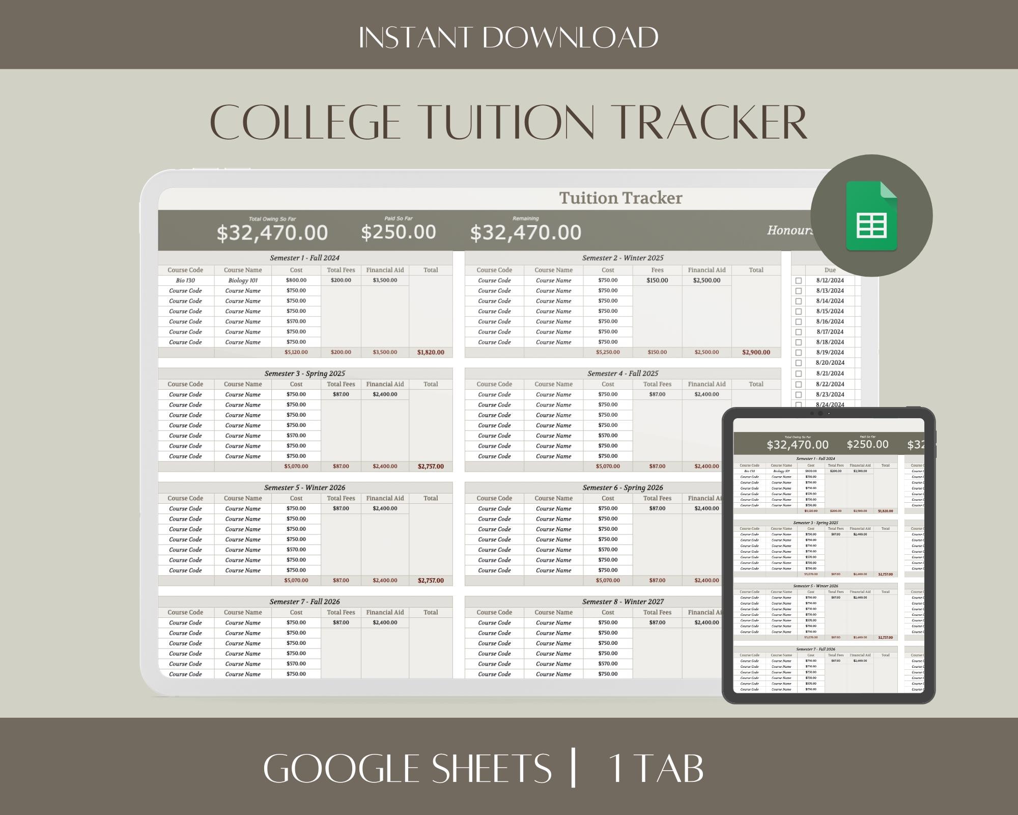College Tuition Tracker | University Tuition Tracker | Tuition ...