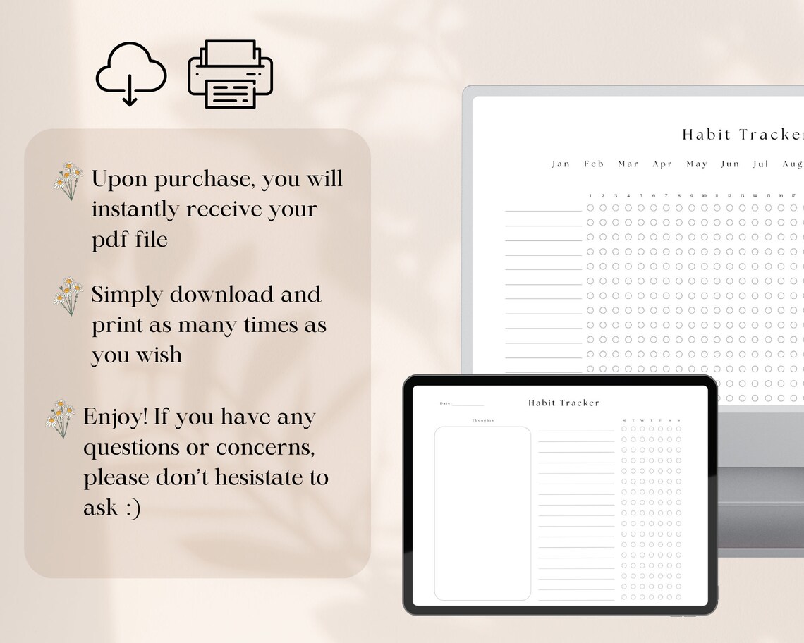 Printable Habit Tracker Habit Tracker Monthly Habit Tracker Weekly ...
