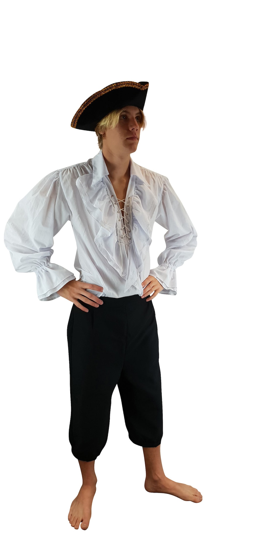 Men's Pirate Outfit Fancy Dress Costume Caribbean High Seas Buccaneer ...