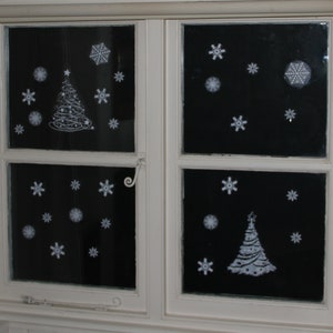 Christmas Trees and 36 Snowflake Window Static Cling Reusable Winter ...