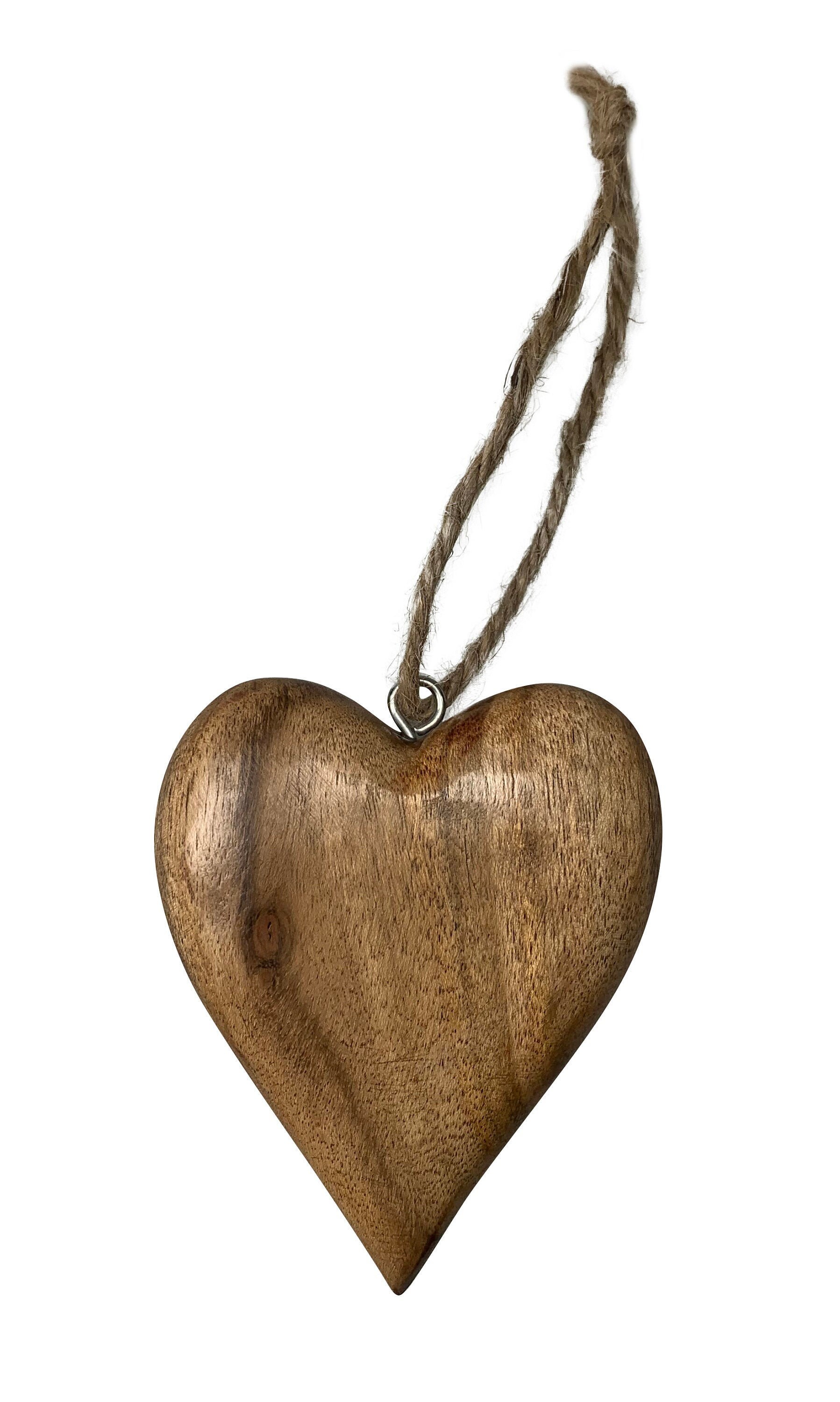 Rustic Wooden Heart Hanging Decoration Sustainable Mango Wood Etsy Uk