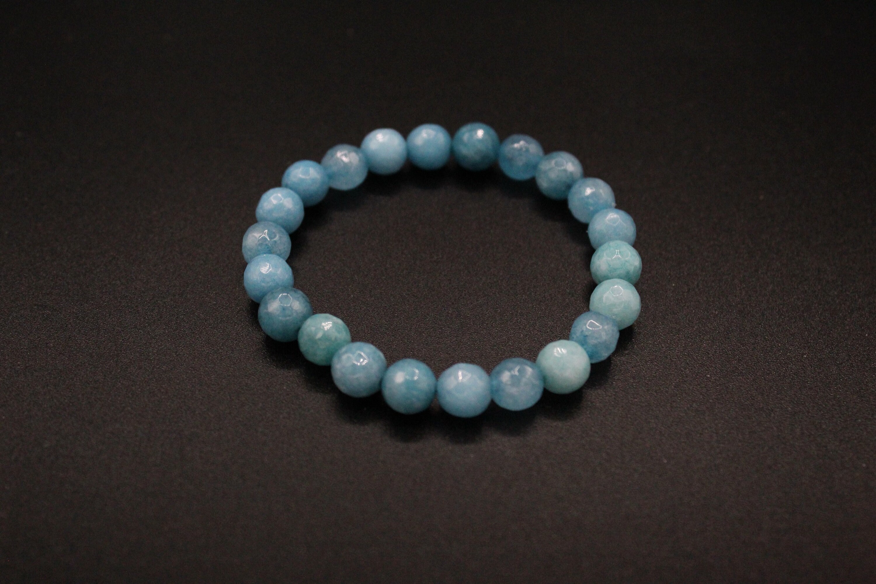 Pulsera de ágata azul facetada, pulsera de ágata azul de 8 mm, pulsera ...