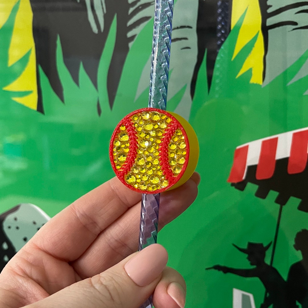 BLING Softball Straw Topper | Straw Buddy | Straw Charm | Straw ...
