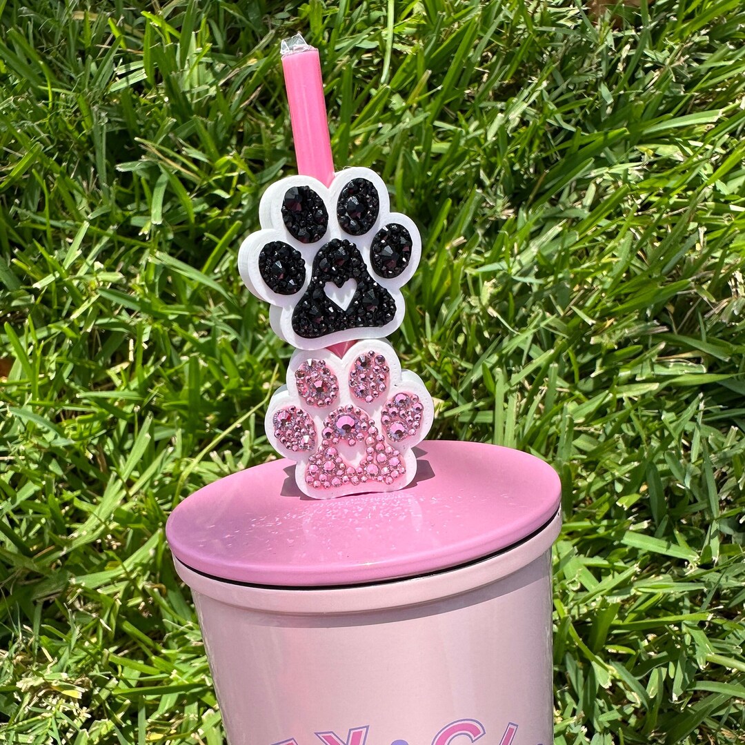 BLING Paw Print Straw Topper | Straw Buddy | Straw Charm | Straw ...