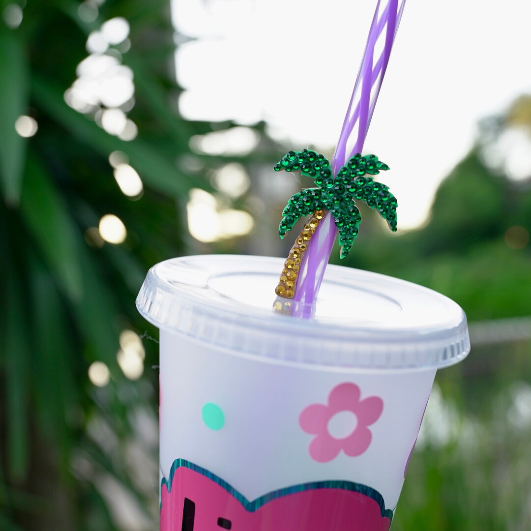 BLING Palm Tree Straw Topper Straw Buddy Straw Charm Straw Decoration ...
