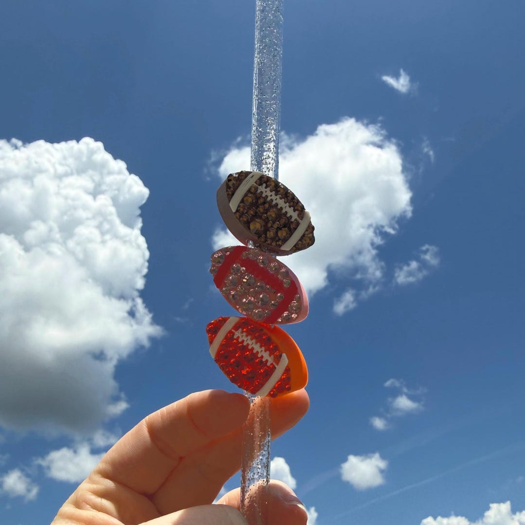 Football Straw Topper | Straw Buddy | Straw Charm | Straw Decoration - Etsy