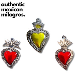 Milagros Charms Tin Painted Sacred Heart Ornaments Mexican - Etsy