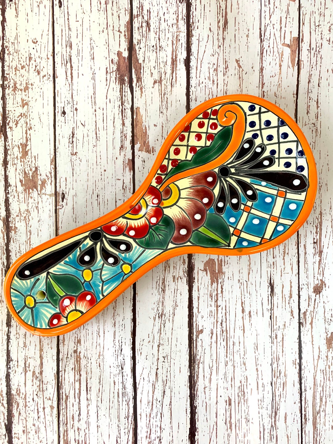 Ceramic Spoon Rest Colorful Mexican Home Decor Kitchen Ceramic Decor ...