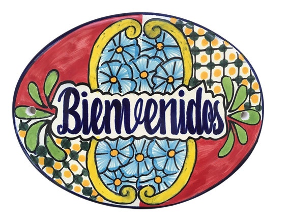 Bienvenidos Talavera Ceramic Large Tile Sign - Etsy Singapore