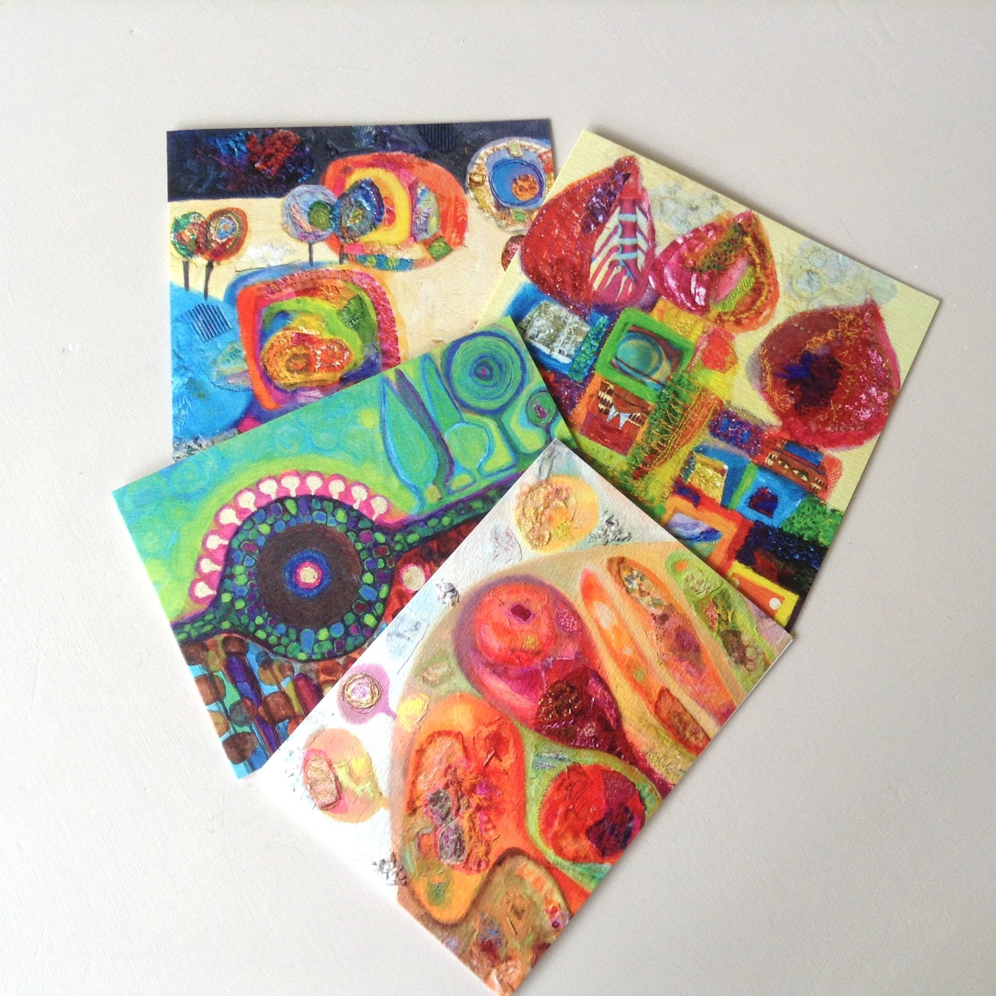 Set of 4 Fine Art greeting cards from choice of 12 colourful | Etsy