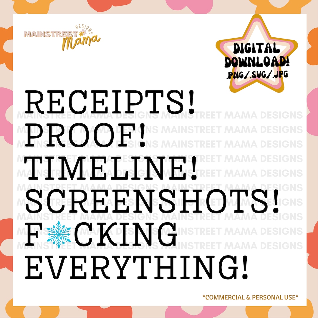 RHOSLC Receipts, Proof, Timelines, Screenshots Digital File Svg Png Jpg ...