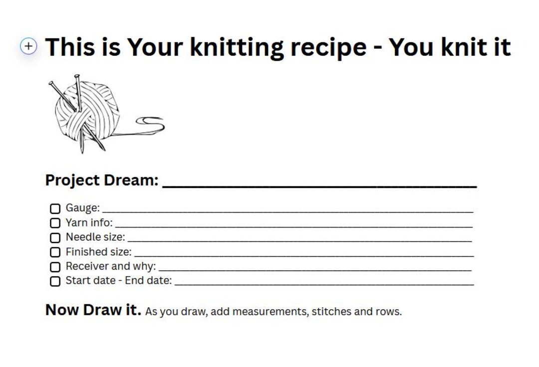 Knitting Recipe Cheat Sheet - Etsy