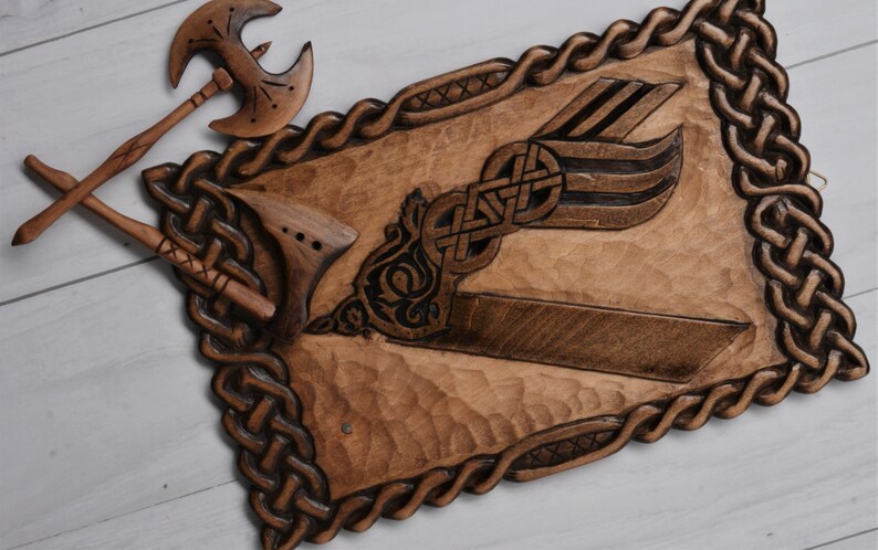 Viking Wall Art Decoration Wood Carved Panel With Vikings - Etsy
