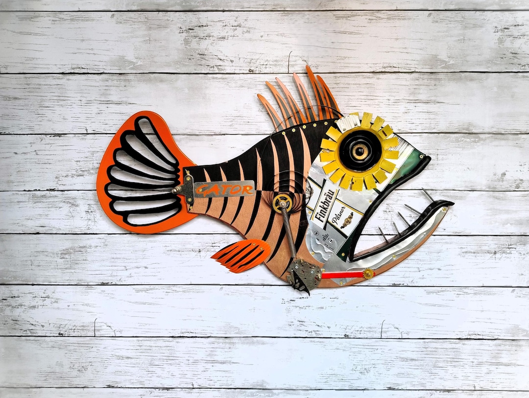 GATOR-FISH, Handmade Fish Art From Recycled Objects, Fish Sculpture ...