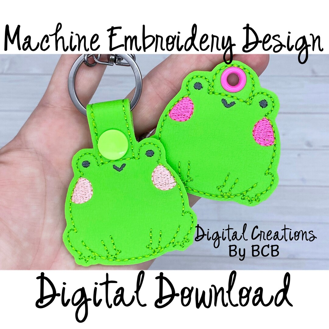 Cute Round Frog Eyelet and Snap Tab Embroidery Design, Digital Machine ...