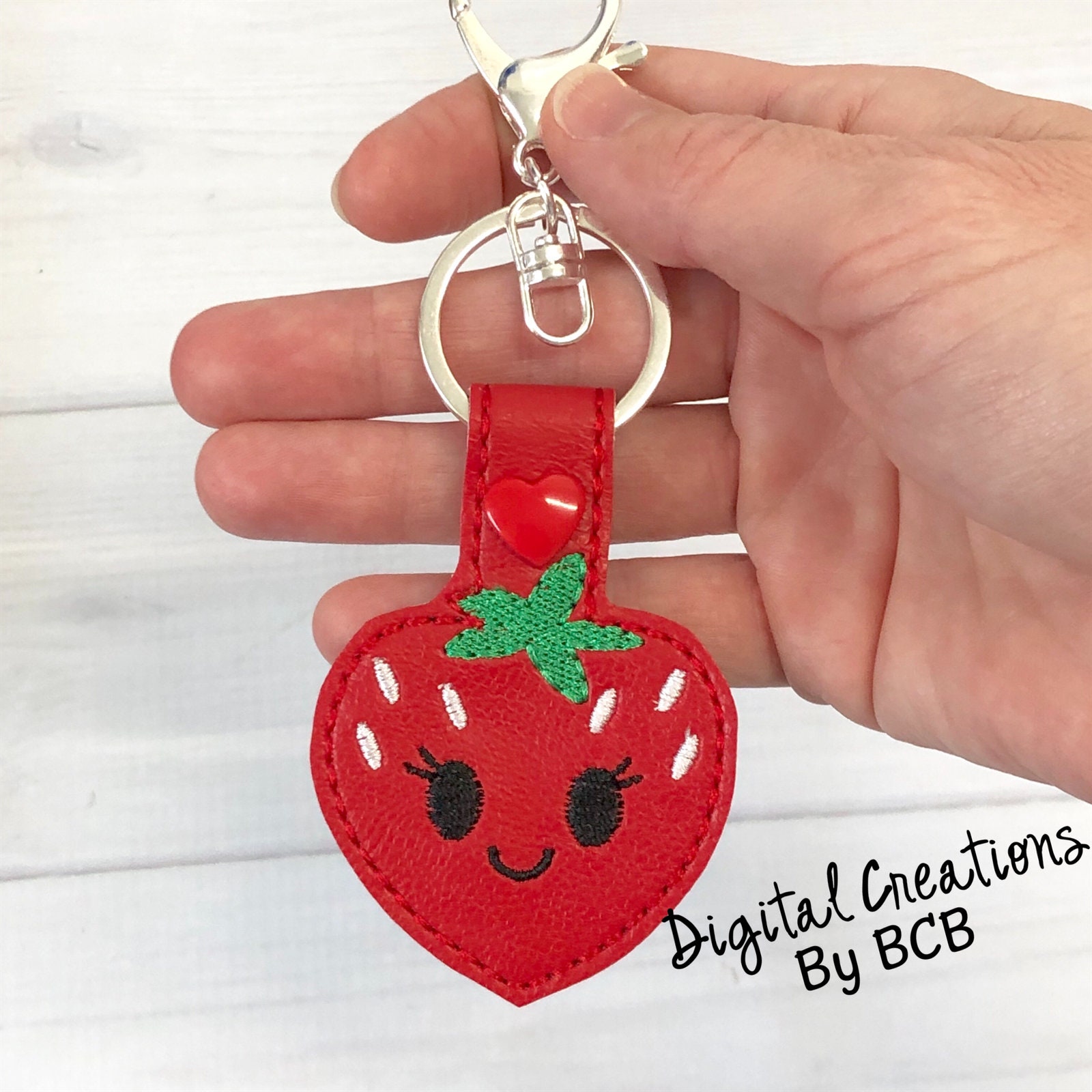 Strawberry snap tab embroidery design digital machine | Etsy