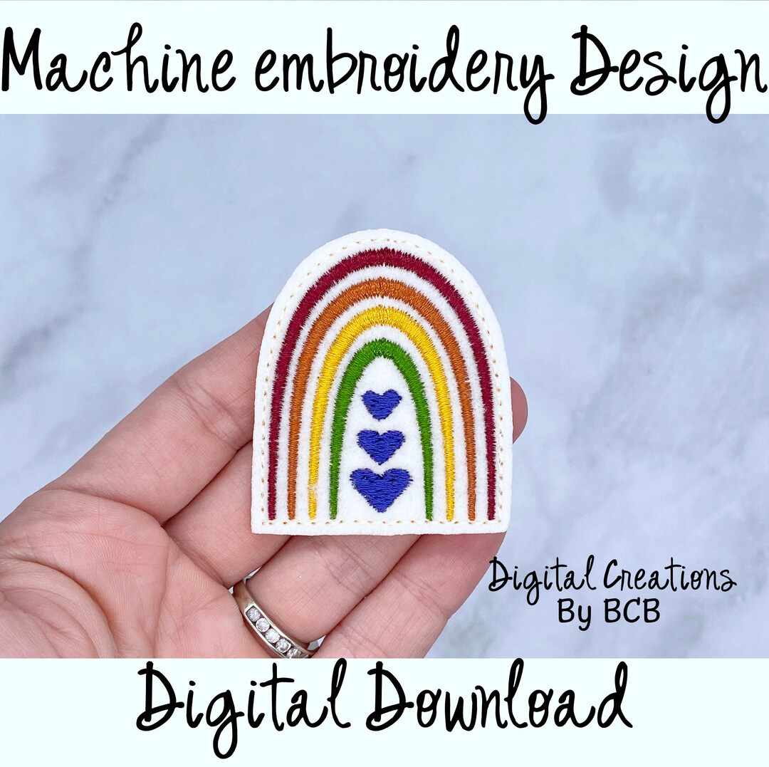 Boho Rainbow Hearts Feltie Embroidery Design (digital Download) - Etsy