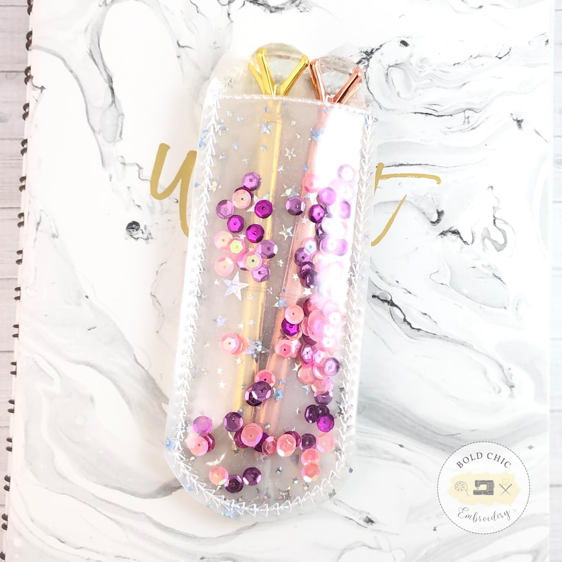 Shaker Pen Sleeve Embroidery Design: In-the-hoop Sequin Pen Holder (5x7 ...