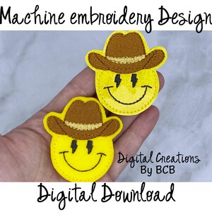 Cowboy Emoji Feltie Embroidery Design: Lightning Eyes (digital Download ...