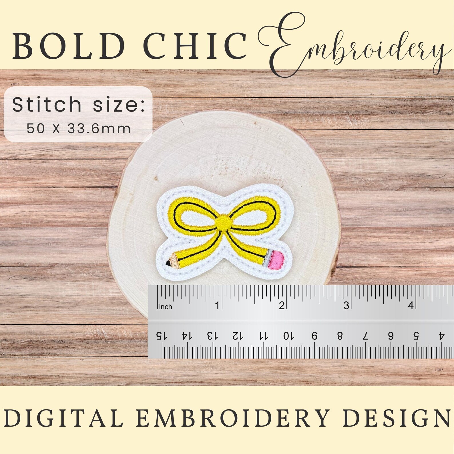 Pencil Bow Feltie Embroidery Design – Satin Stitch – Planner Clip ...