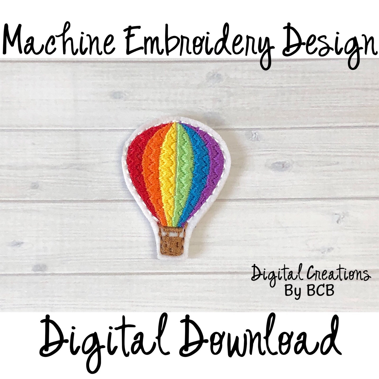 Rainbow Fill Hot Air Balloon Embroidery Feltie Design Digital | Etsy