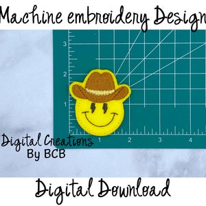 Cowboy Emoji Feltie Embroidery Design: Lightning Eyes (digital Download ...