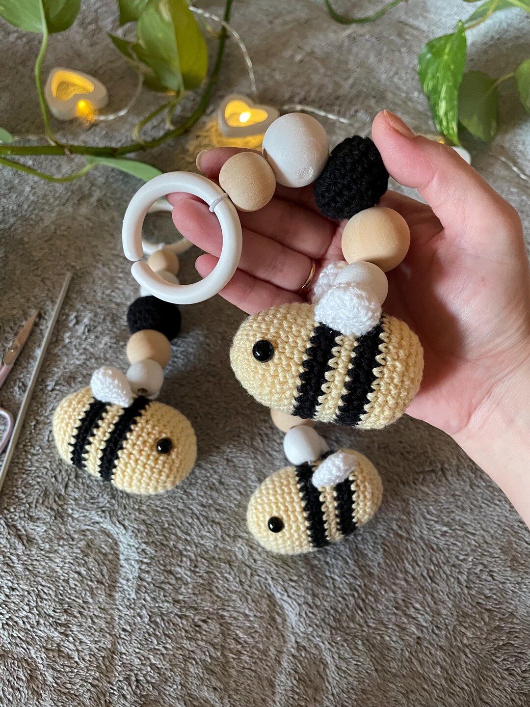 Baby Stroller Mobile, Crochet Bumblebee - Etsy