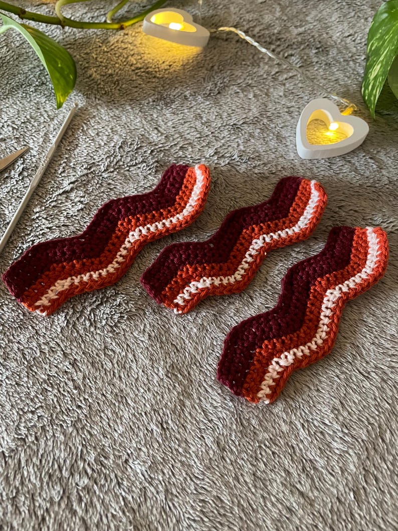 Crochet Bacon Toy/crochet Food/soft Toys/crochet Miniature Food/pretend ...
