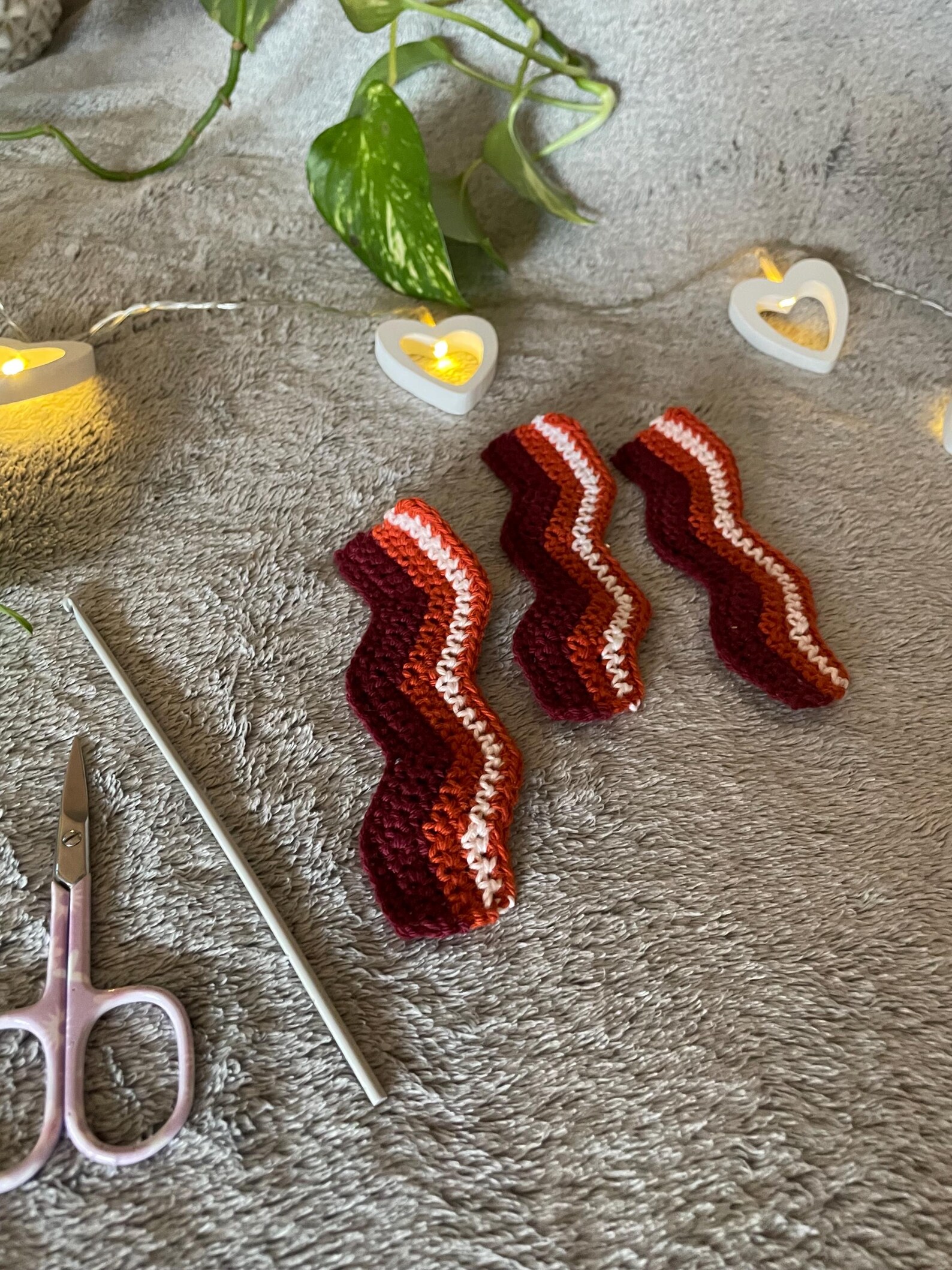 Crochet Bacon Toy/crochet Food/soft Toys/crochet Miniature Food/pretend ...