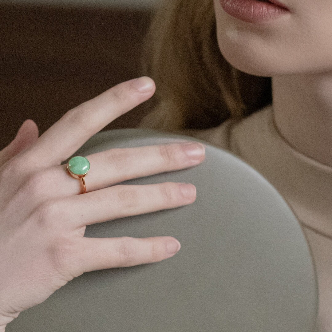 Natural Apple Green Jade Ring - Etsy
