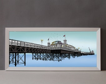 Brighton Pier Art Print Poster A4 Size Grand Pier Brighton Seaside ...
