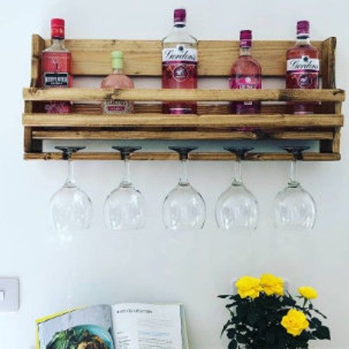 Handmade Bespoke Reclaimed Wooden Gin Rack and Floating Bottle | Etsy