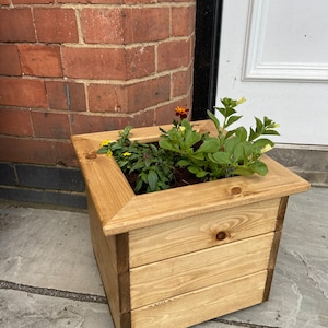 Handmade Small Decorative Wooden Cube Planter Square Garden Flower Pot ...