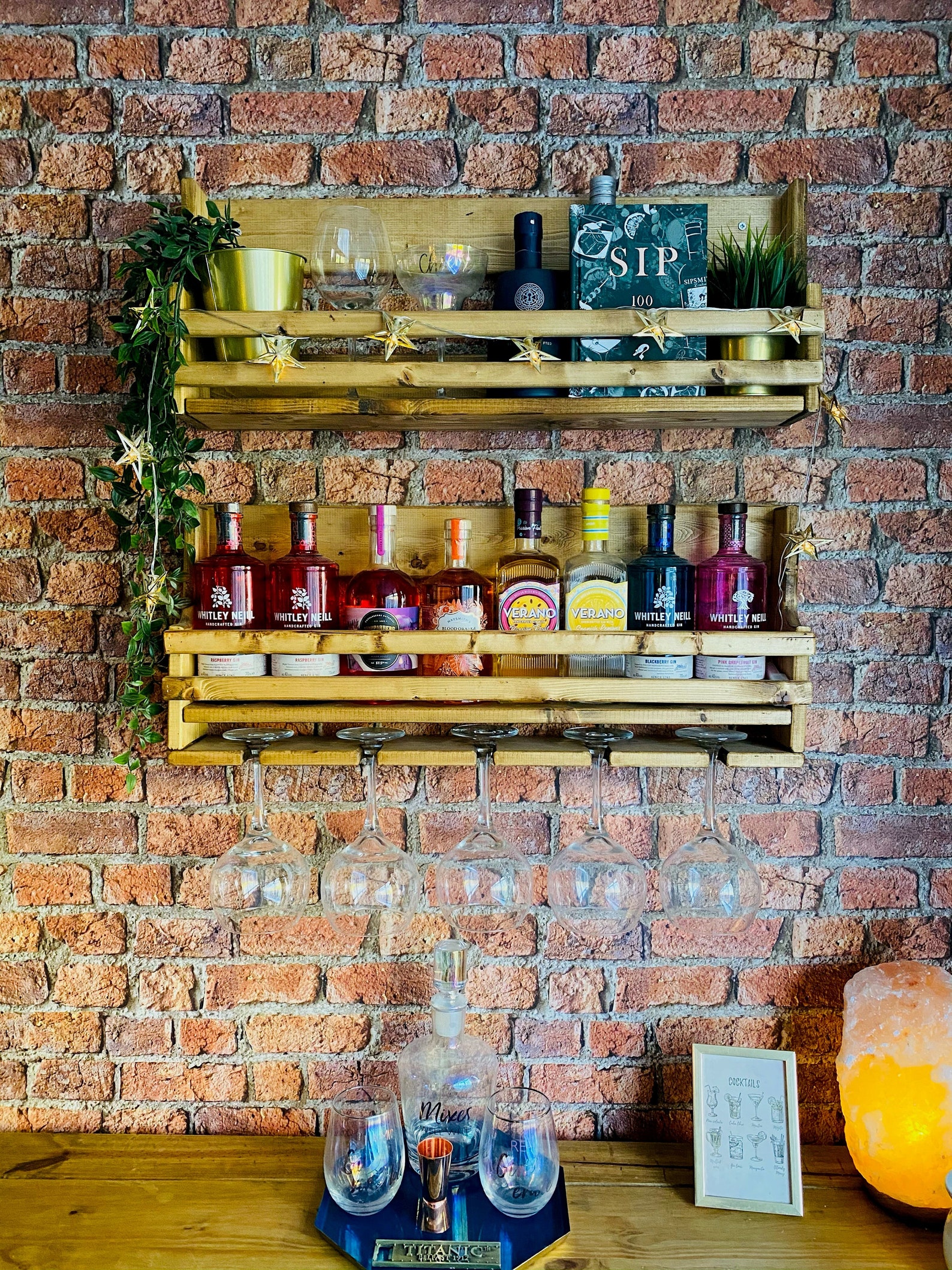 Handmade Bespoke Reclaimed Wooden Gin Rack and Floating Bottle - Etsy UK