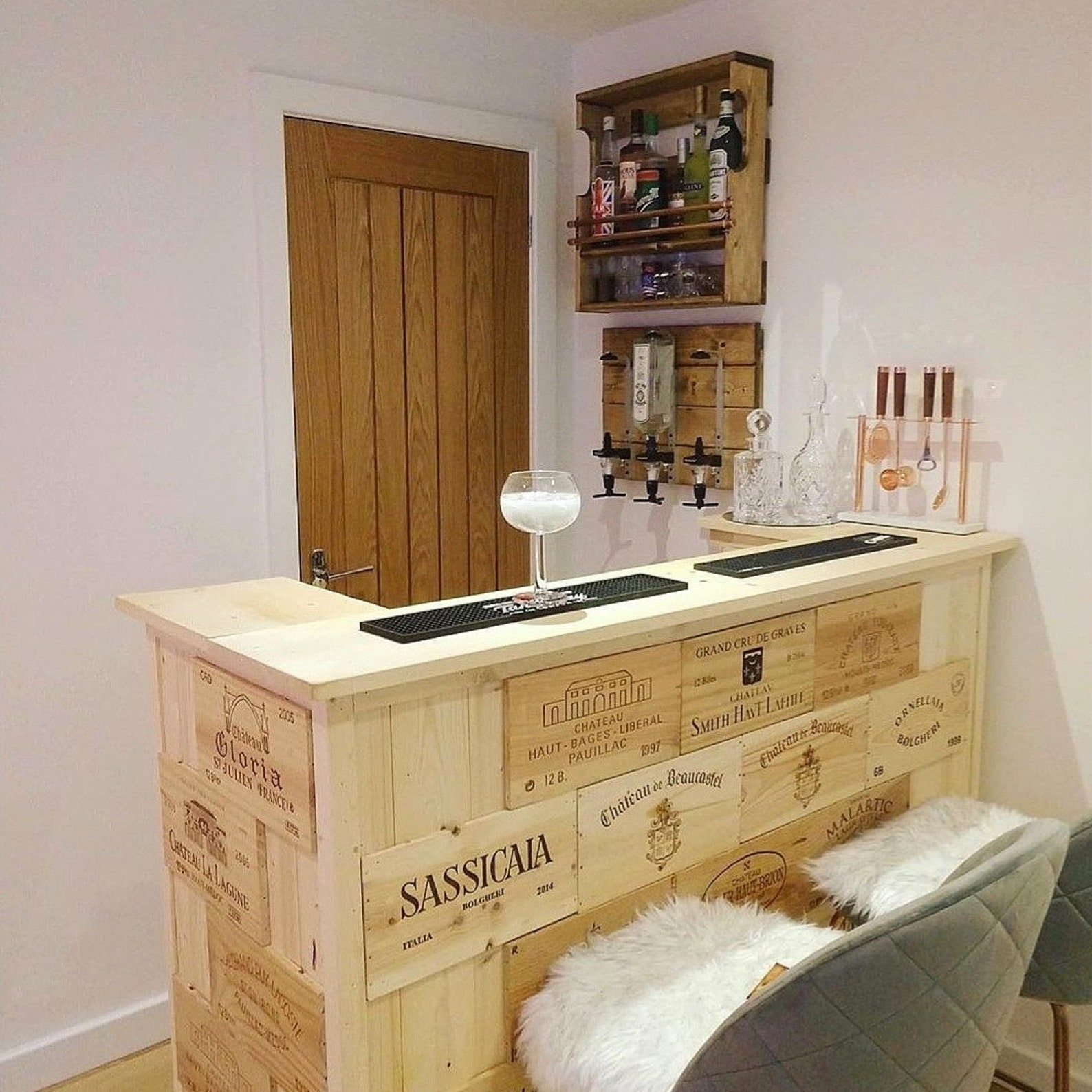 Home Optics Wall Bar Rustic Reclaimed Wood for Spirits display | Etsy