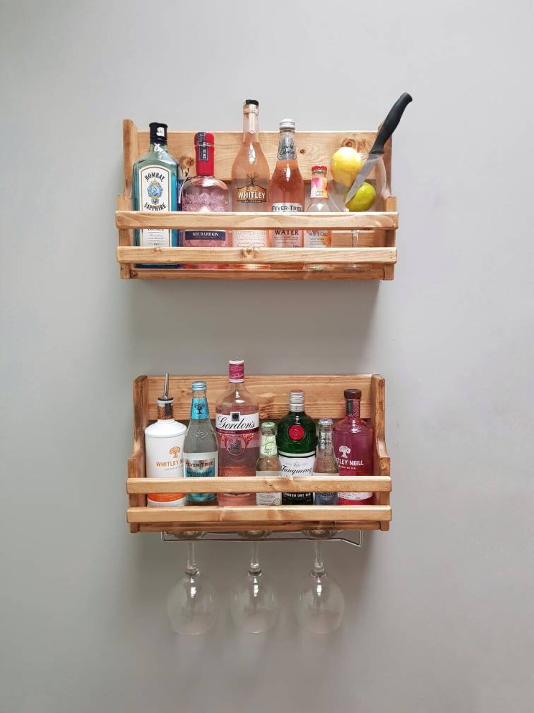 Double Gin and Tonic Bespoke Small Reclaimed Wooden Floating Gin and ...