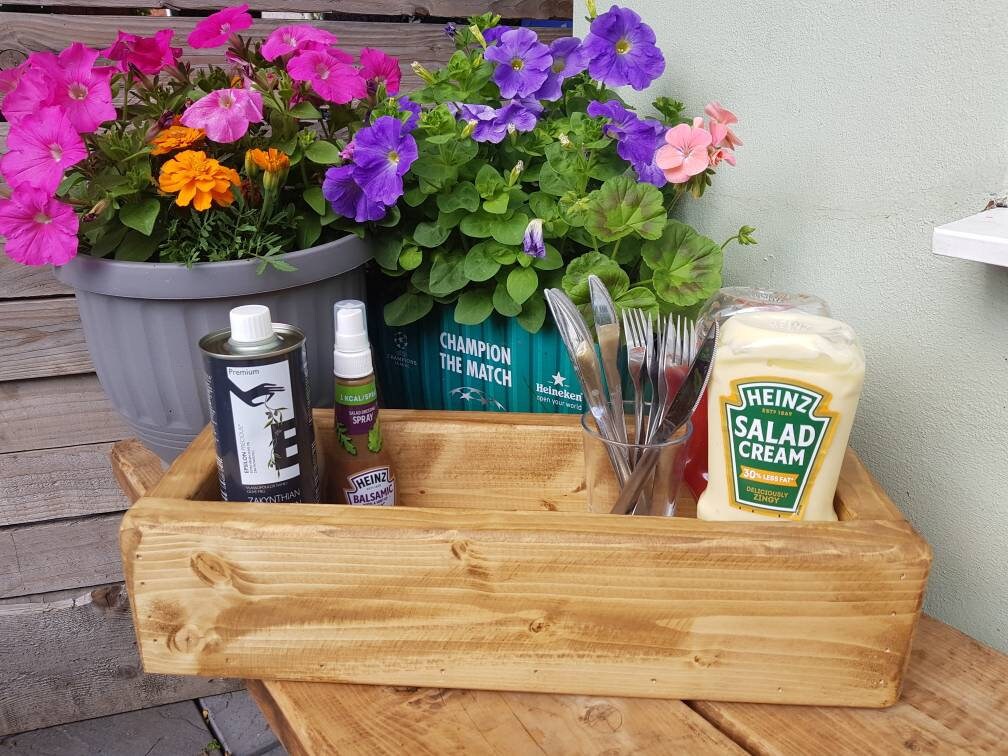 Wooden tray Barbecue Condiment Holder Drinks Carrier - Etsy.de