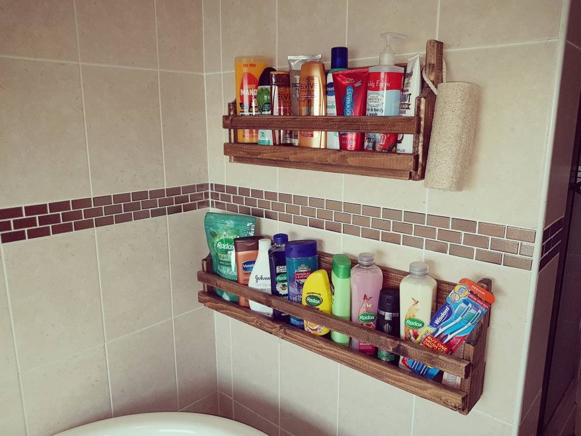 Wall Mounted Handmade Bathroom Storage Rack Reclaimed Pallet | Etsy UK