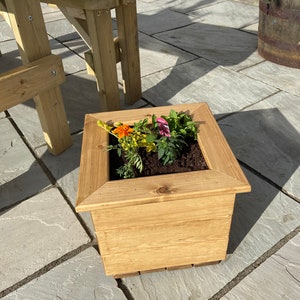 Handmade Small Decorative Wooden Cube Planter Square Garden Flower Pot ...